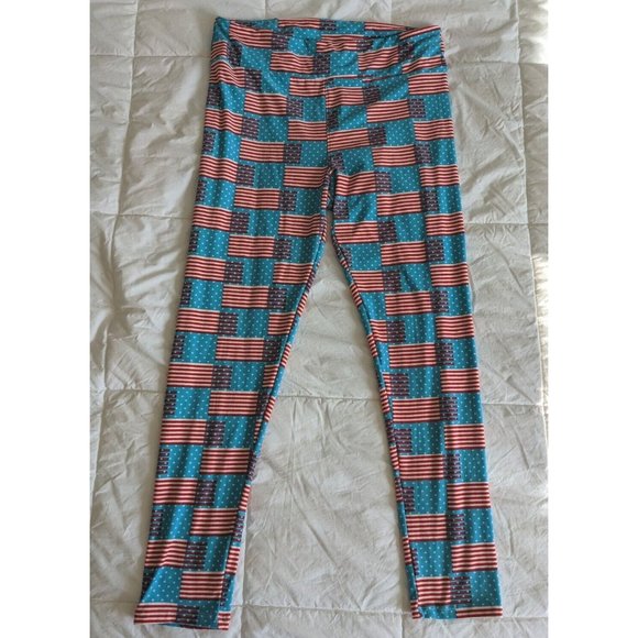 LuLaRoe | Pants & Jumpsuits | Lularoe Tc Blue Background With Americana ...